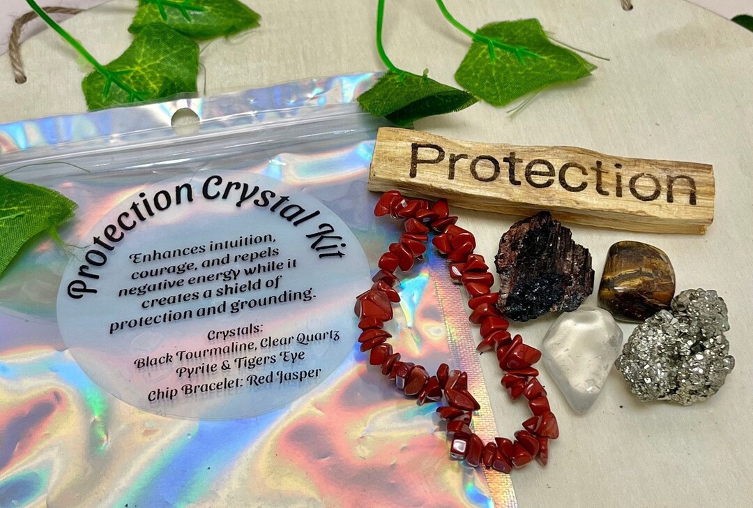 Protection Crystal Gift Set- Stones, Bracelet, Palo Santo- Stones for ...