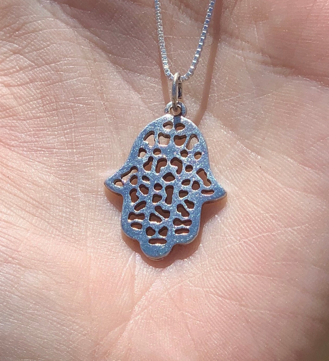 Hamsa Hand Silver Plated Pendant, Hand of God Pendant, Silver Hamsa ...