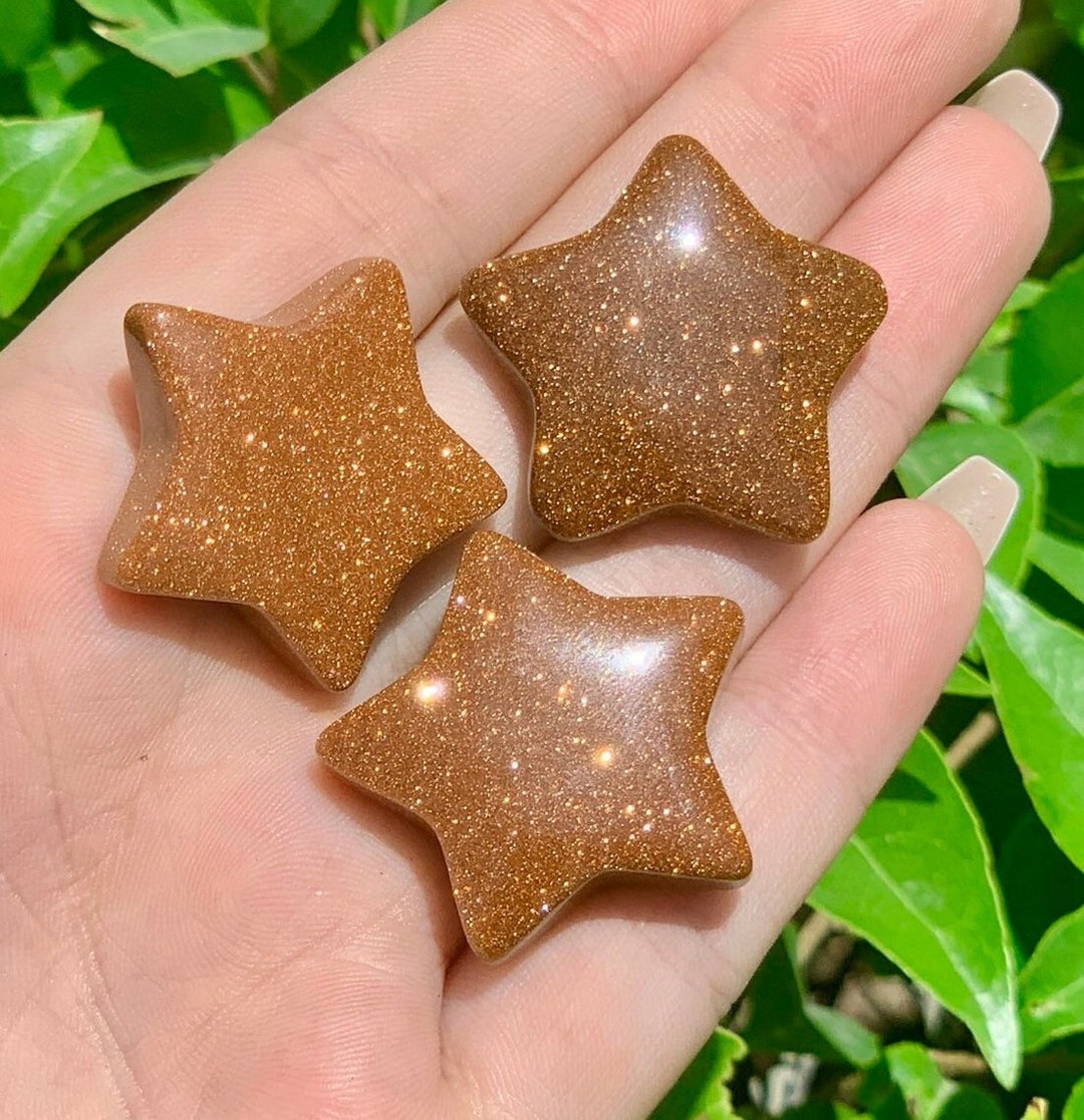 One Goldstone Star Carving, Goldstone Cystal Star, Small Pocket Star ...