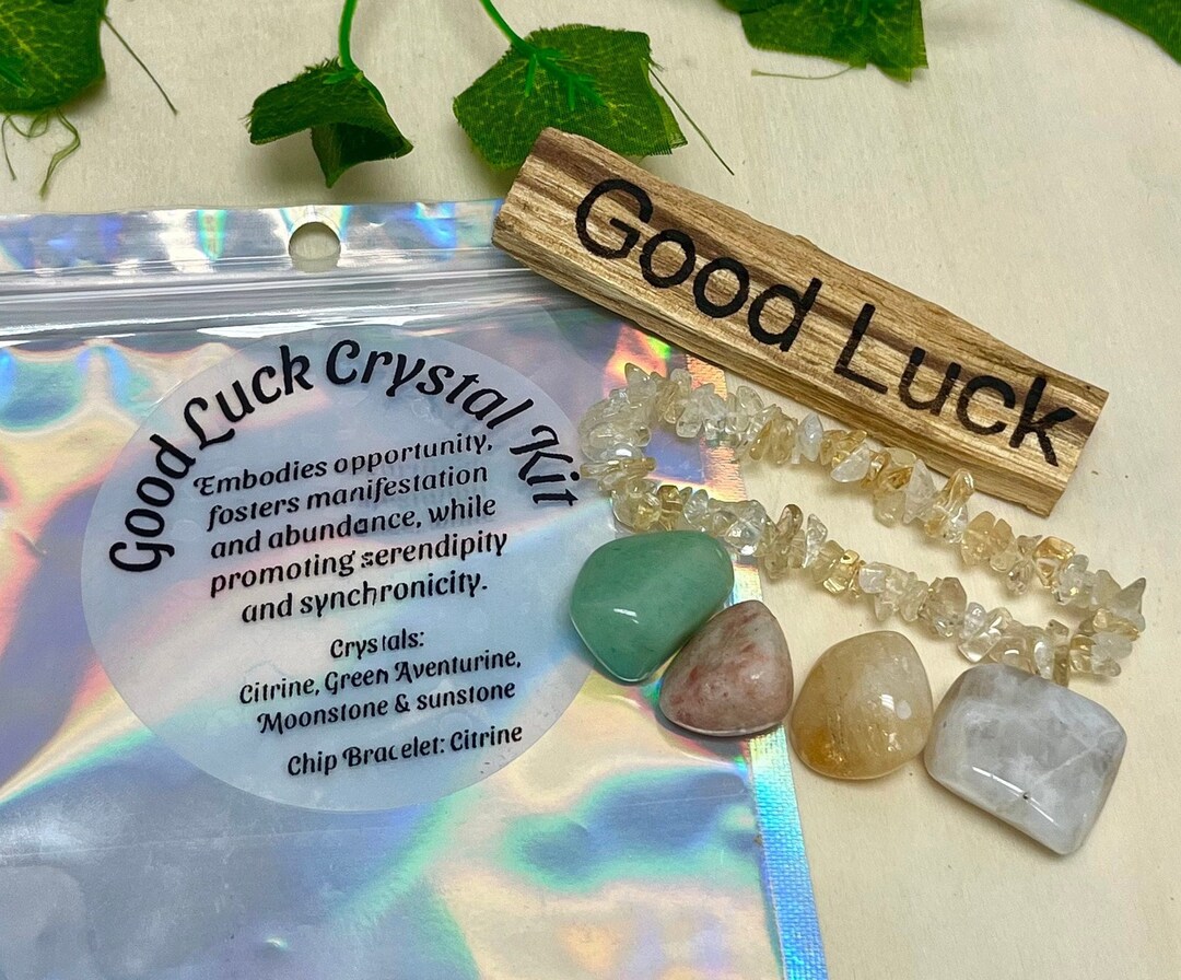 Good Luck Crystal Gift Set Stones, Bracelet, Palo Santo Stones for Luck ...