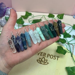 Wire Wrapped Crystal Point Pendant Collection, Genuine Stone Necklaces ...