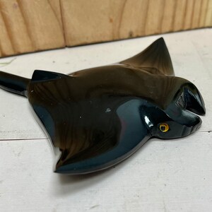 Black Marble Stingray Carving, Stone Carving, Stingray Figurine, Whip ...