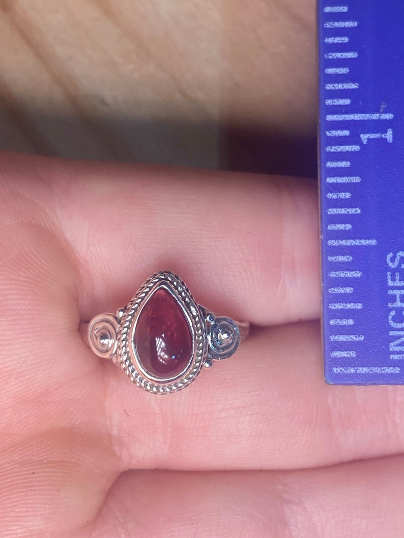 Teardrop Swirl Garnet Sterling Silver Ring Genuine Garnet - Etsy