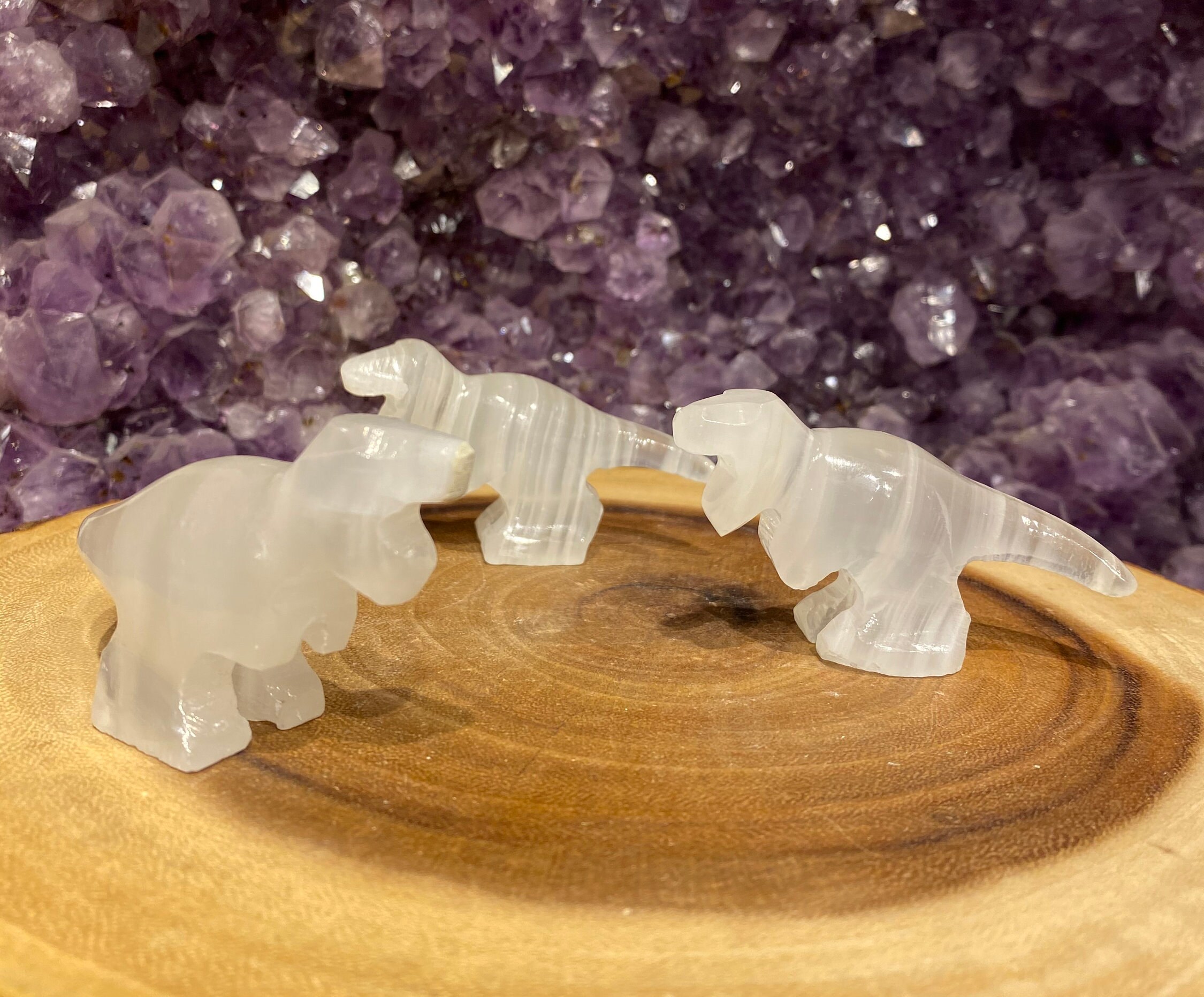 One Small White Onyx T-rex Carving, T-rex Carving, White Onyx Dinosaur ...