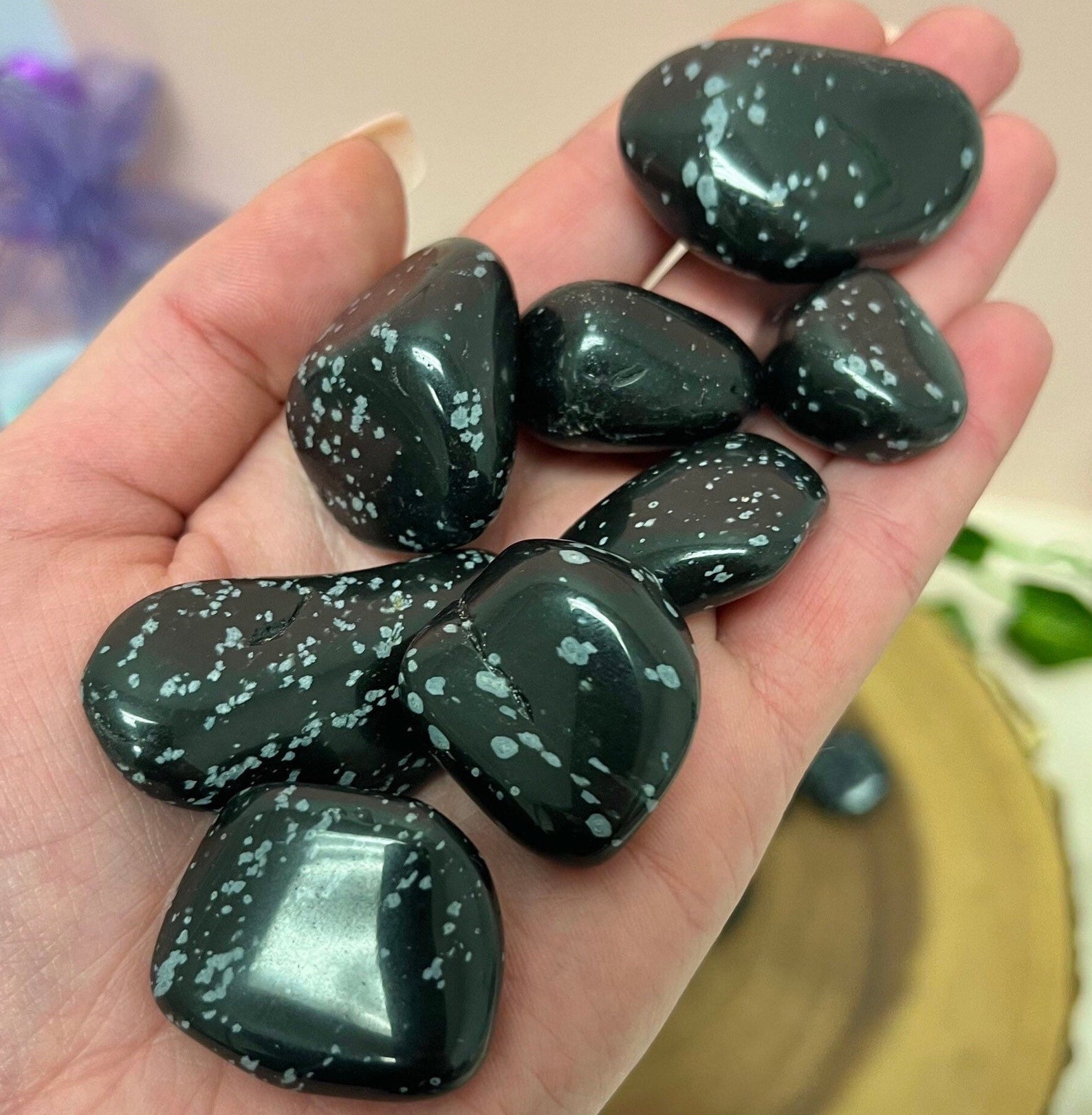 Snowflake Obsidian Tumbled Stone Snowflake Obsidian - Etsy