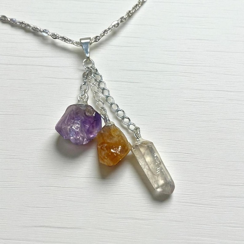 Triple Point Pendant Necklace – Natural Gemstone Jewelry, Crystal ...