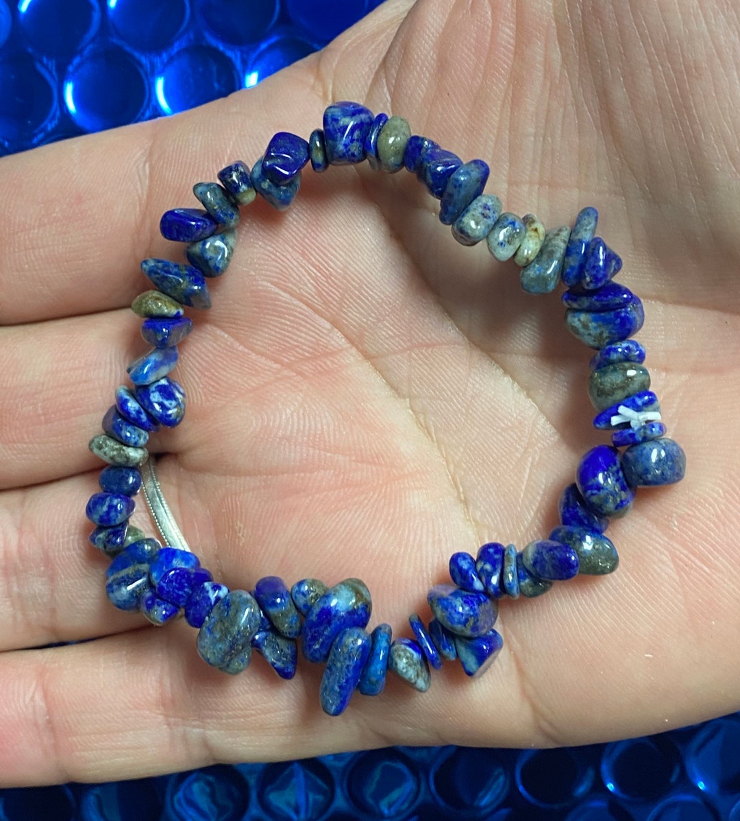 One Lapis Lazuli Chip Bracelet, Lapis Stretch Bracelet, Beaded Bracelet ...