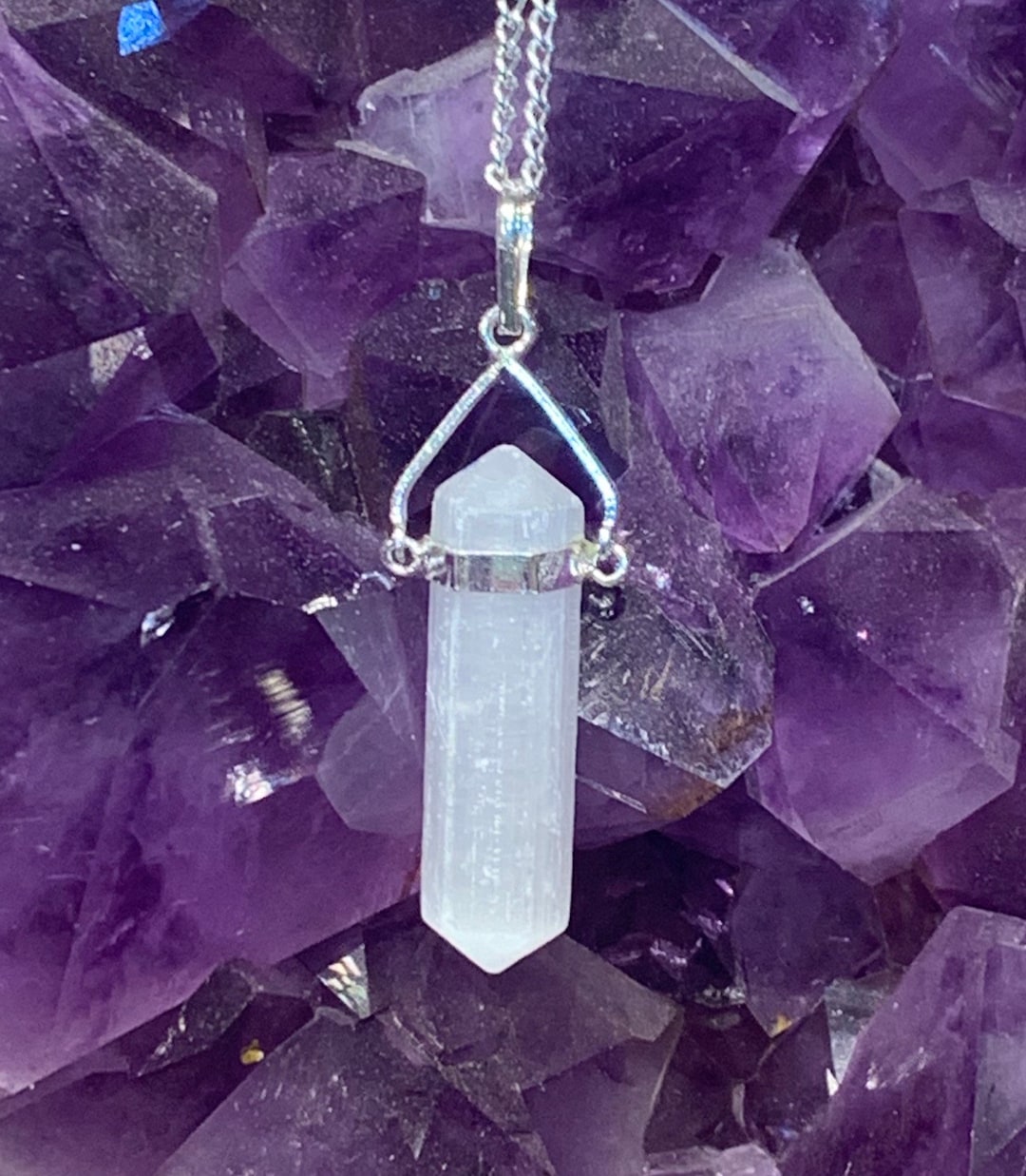 Selenite Swivel Necklace, Selenite Pendant, Selenite Jewelry ...