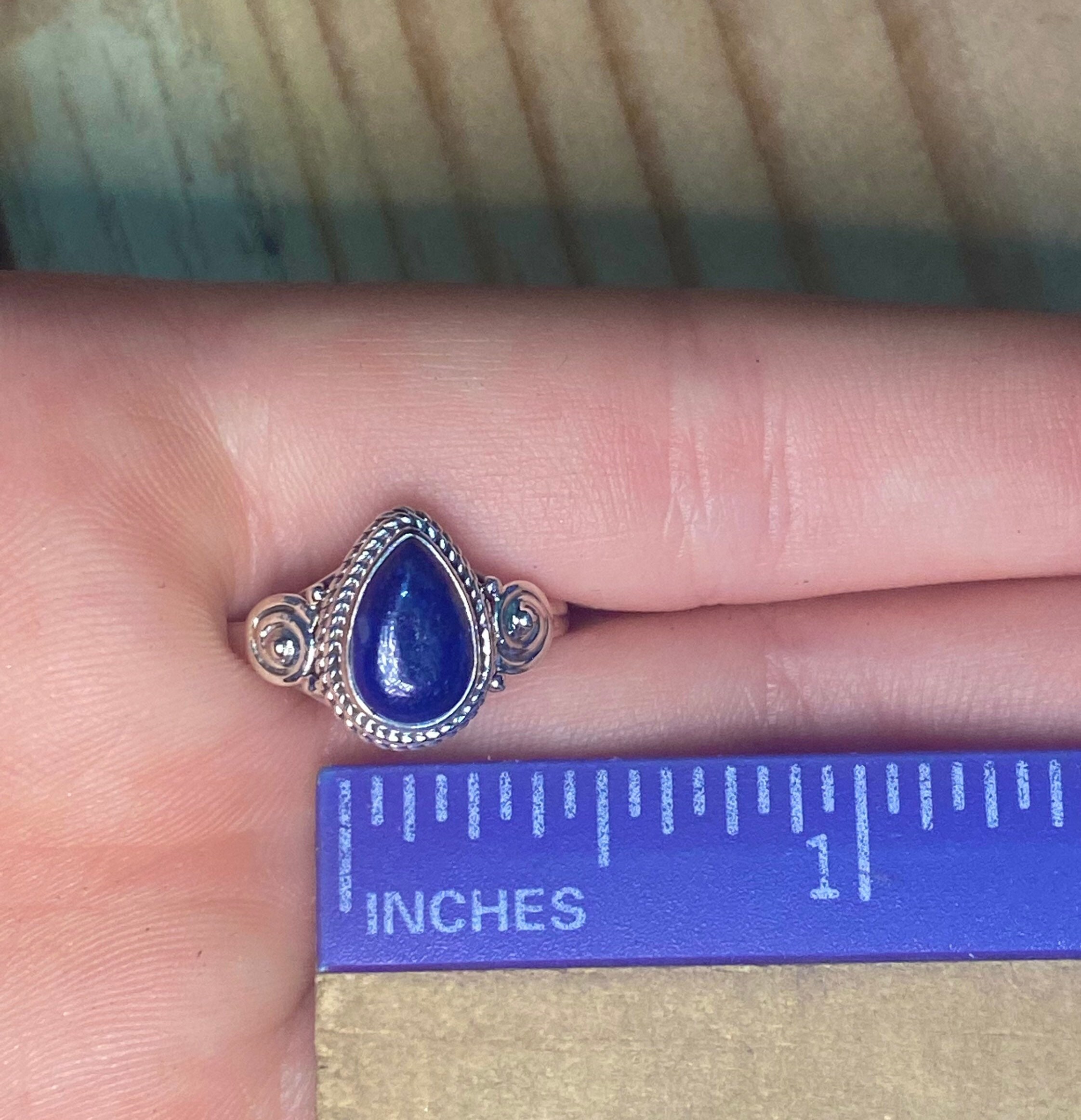 Teardrop Swirl Lapis Lazuli Sterling Silver Ring Genuine - Etsy
