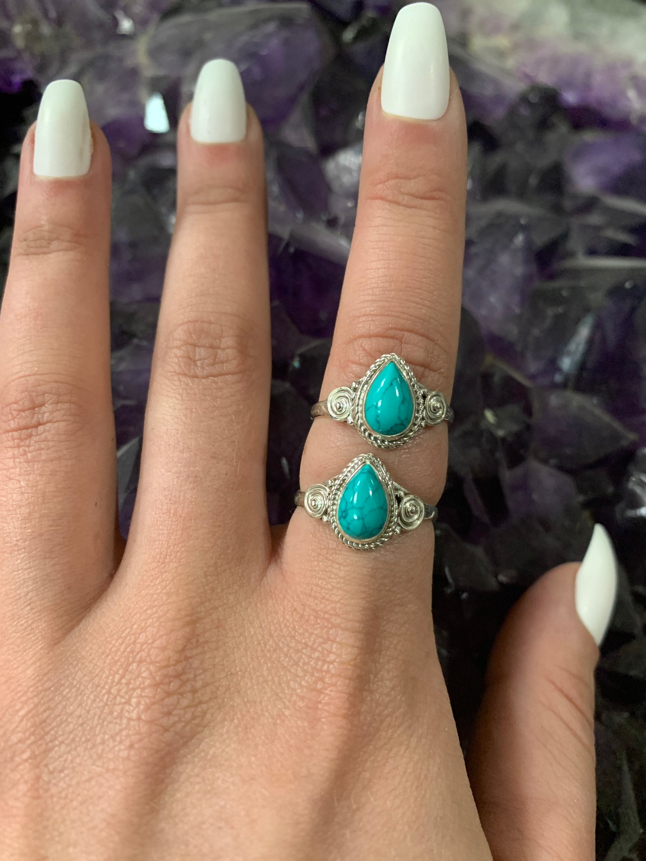 Teardrop Swirl Turquoise Sterling Silver Ring Genuine - Etsy