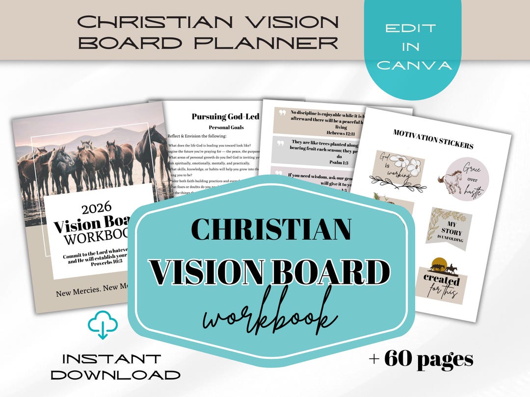 2026 Christian Vision Board Workbook | Western Faith Planner | Goal ...
