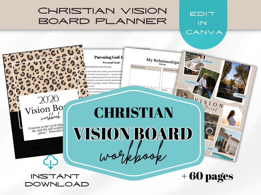 2026 Christian Vision Board Workbook | LEOPARD PRINT Faith Planner ...