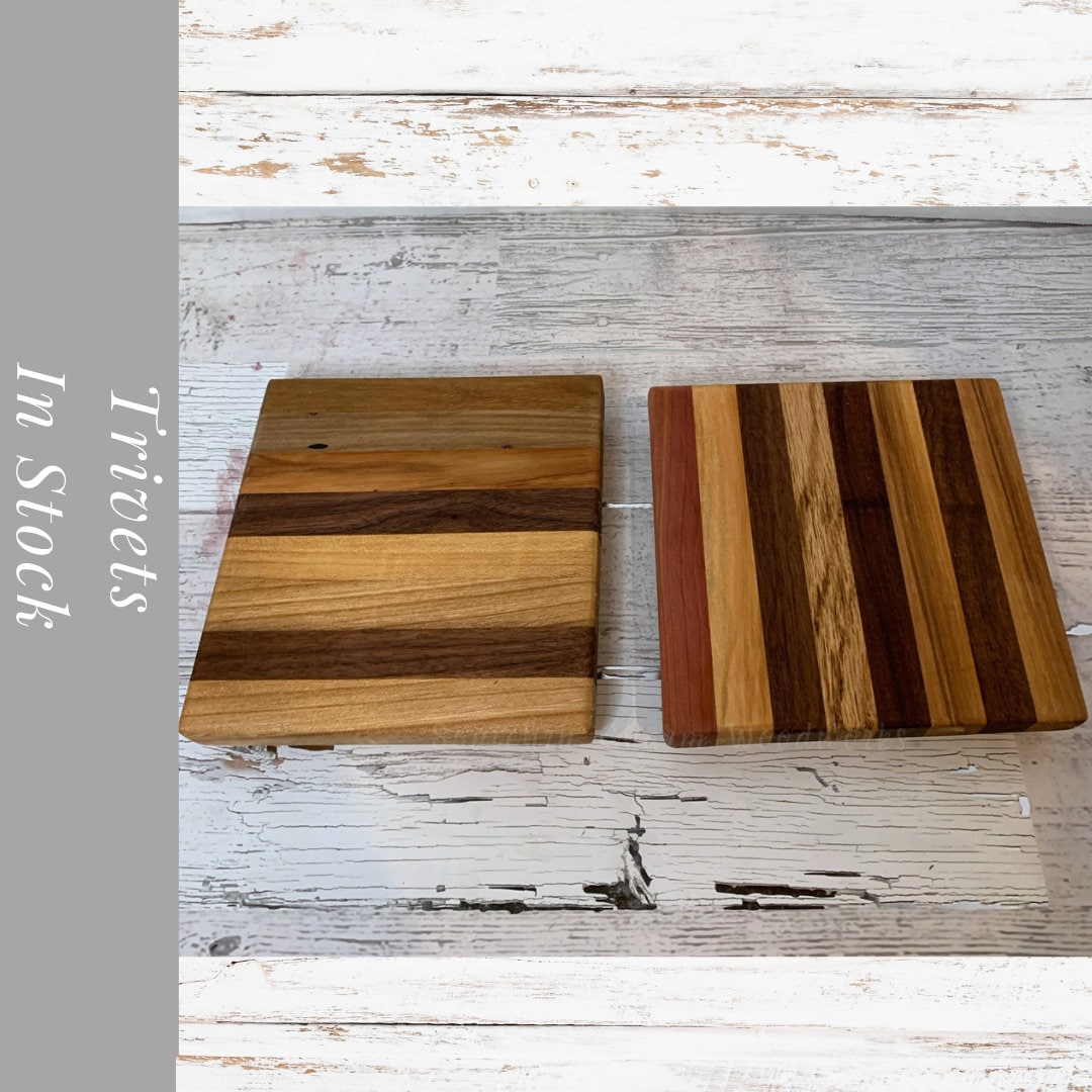 Rustic Wood Trivet, Kitchen Decor. Set of Two Wood Pot Holders. - Etsy