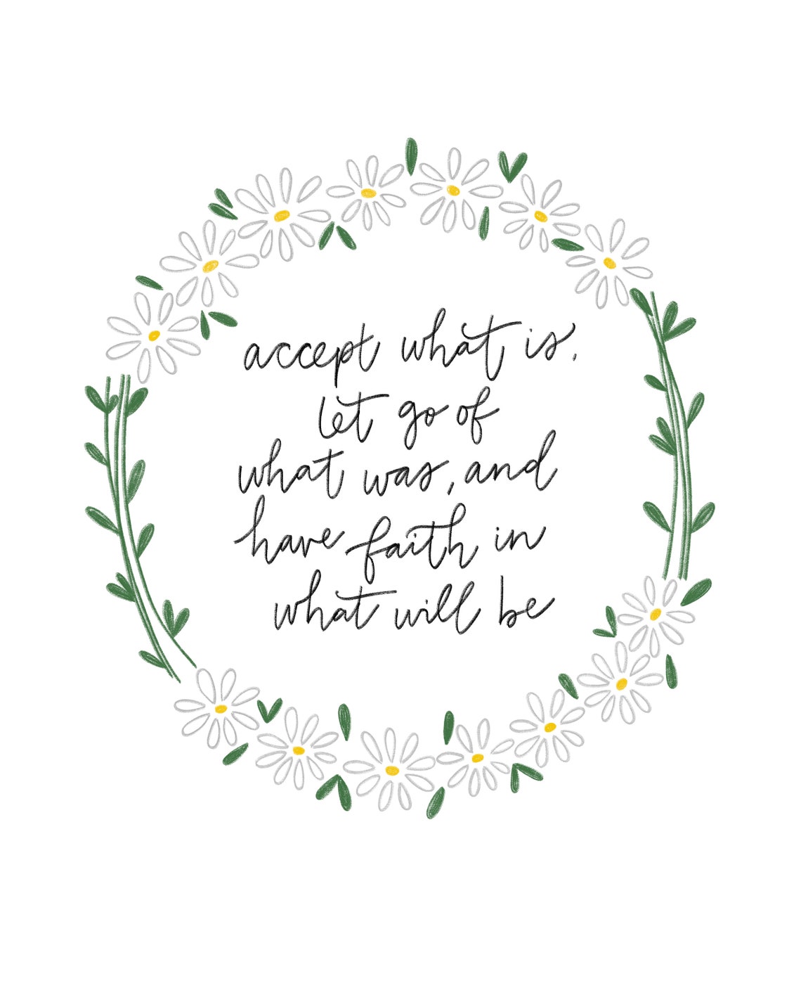 Daisy Wreathe With Quote Print - Etsy