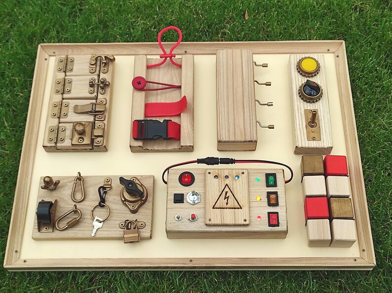 Modular Wooden Busy Board: Montessori Sensory Toy With Magnetic ...