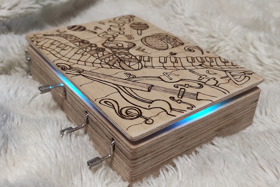 Handmade Wind-up Music Box: Hurdy Gurdy With LED Lights - Etsy