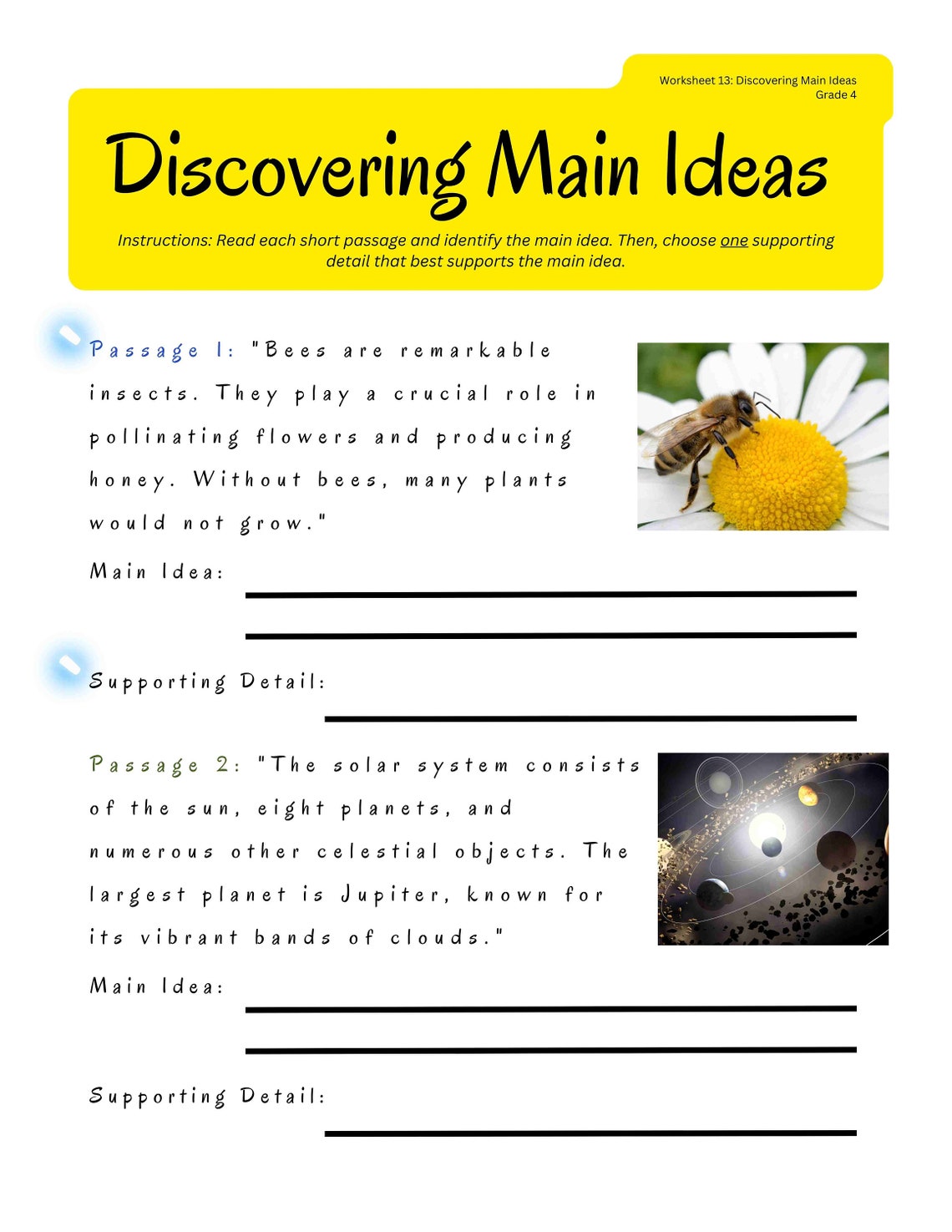 4th Grade Reading and Writing Worksheets Bundle: 21 Pages of Engaging ...