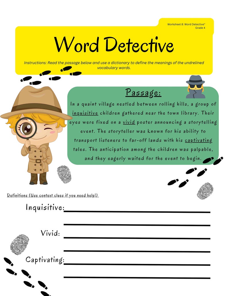 4th Grade Reading and Writing Worksheets Bundle: 21 Pages of Engaging ...