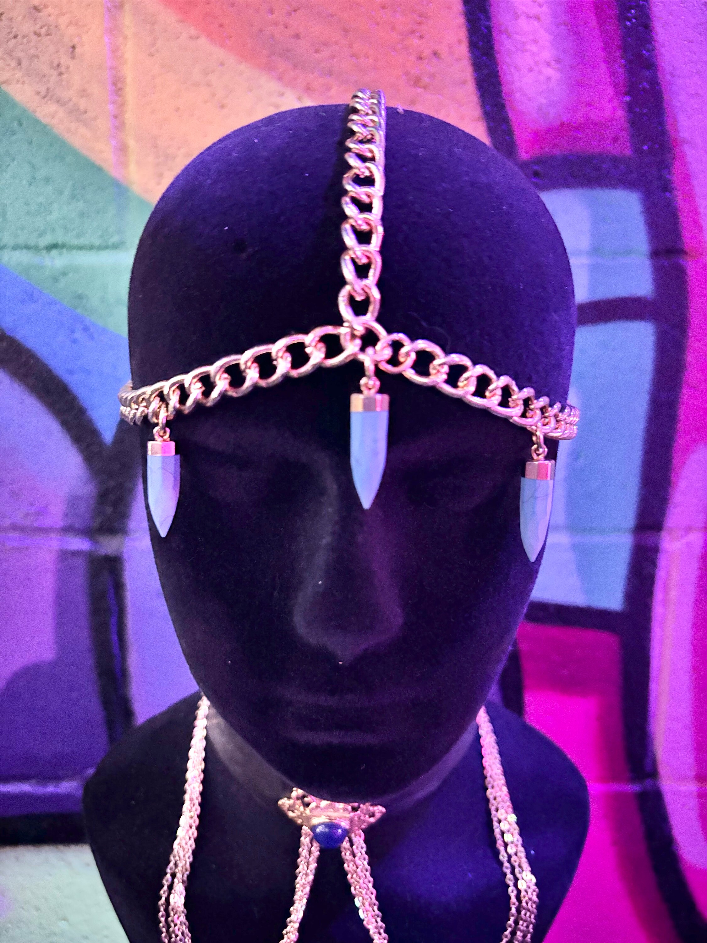 Turquoise and Gold Head Chain - Etsy