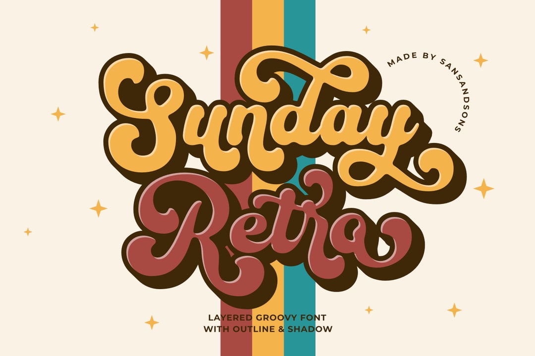 Sunday Retro - Groovy Font, Bold Font, Vintage Font, Retro Font ...