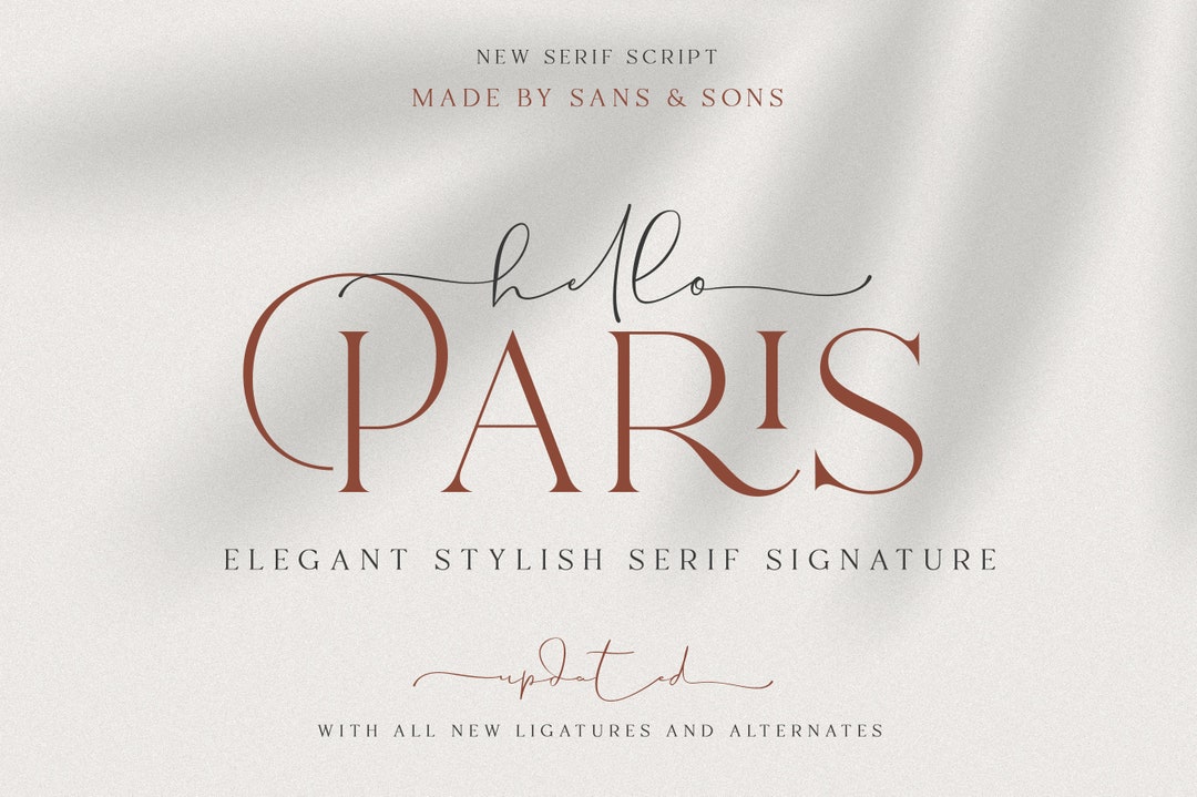 Hello Paris Serif - Extra Light, SVG Font, Cricut Font, Silhouette Font ...
