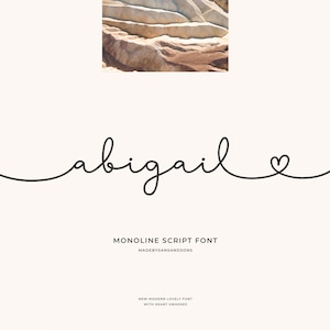 Abigail - Monoline Font, Wedding Font, Modern Font, Script Font, Cricut ...