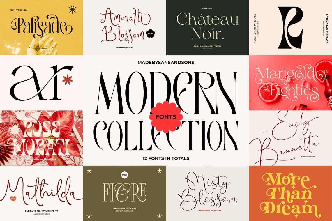 Modern Font Collection: 10 Elegant Typefaces (commercial License) - Etsy