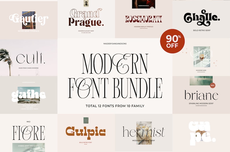 Modern Font Bundle: 12 Typefaces for Cricut & Procreate - Etsy