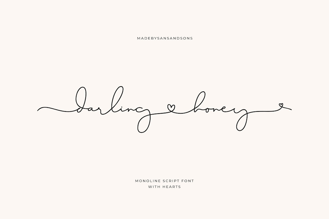 Darling Honey - Heart Font, Lovely Font, Cursive Font, Font With Tails ...