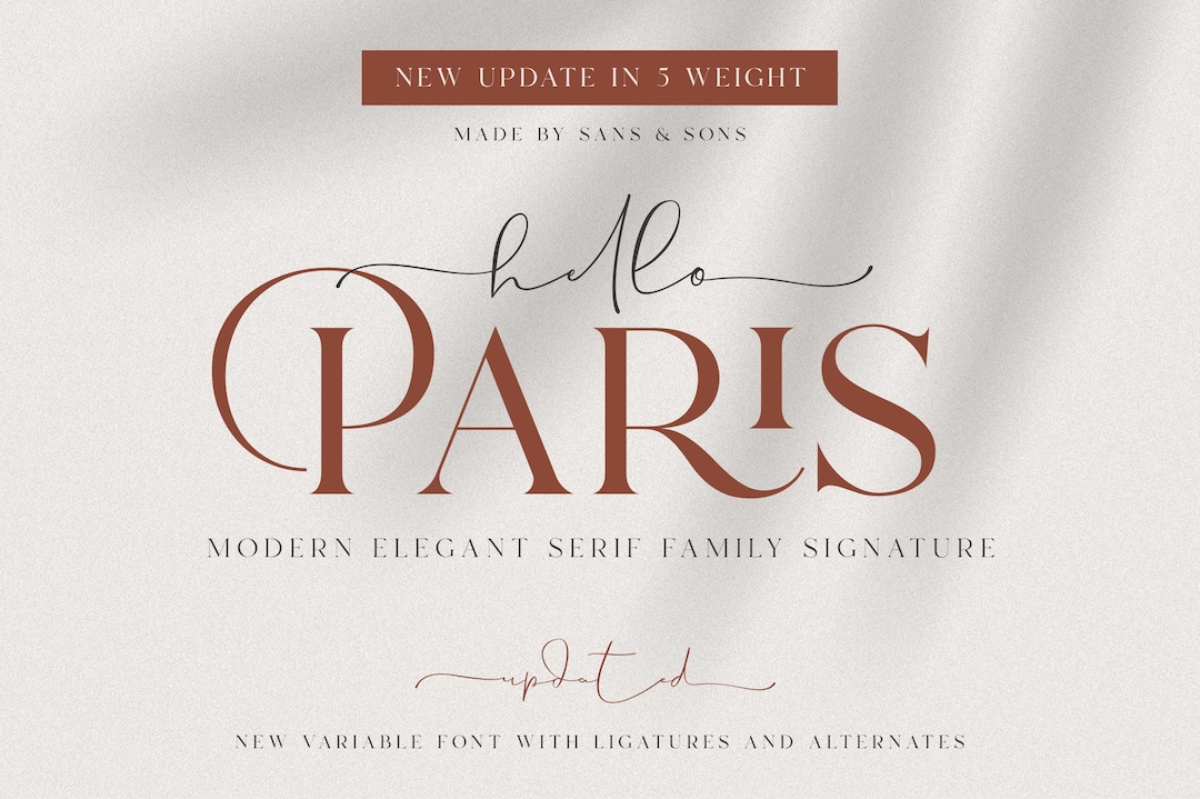 Hello Paris Font: Modern Elegant Serif & Script (SVG/DXF/EPS) - Etsy