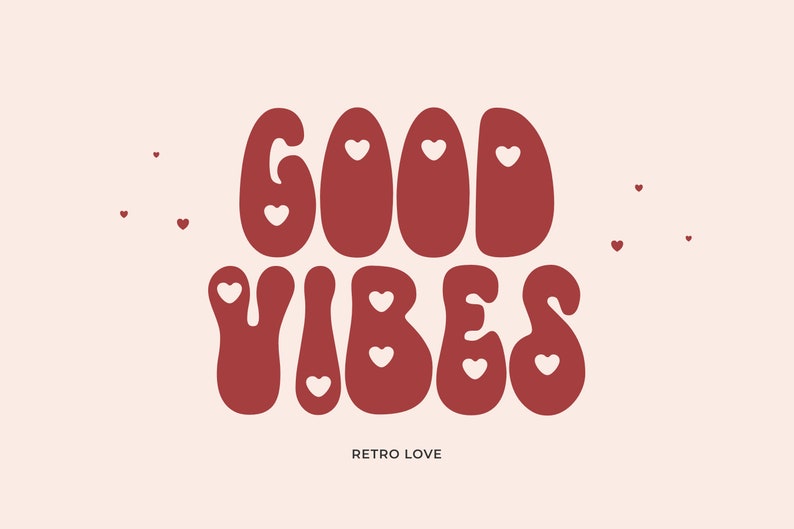 Heart Love Retro Font: Groovy Serif With Hearts - Etsy