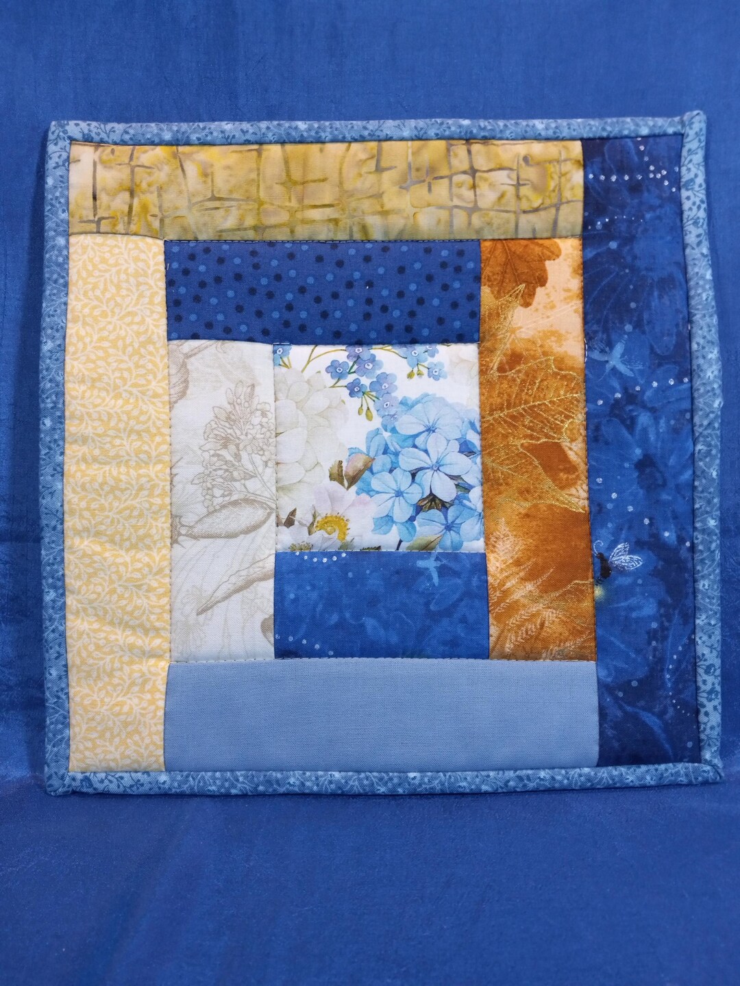 Hydrangea Quilted Trivet, Log Cabin Style - Etsy