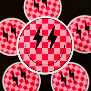 Smiley Face Sticker | Checkerboard Smiley Face | Laptop Sticker | Water ...