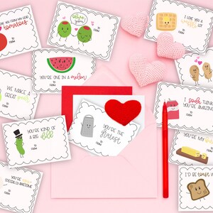 Print and Cut Valentines Cards- Food Pun Valentines - Etsy