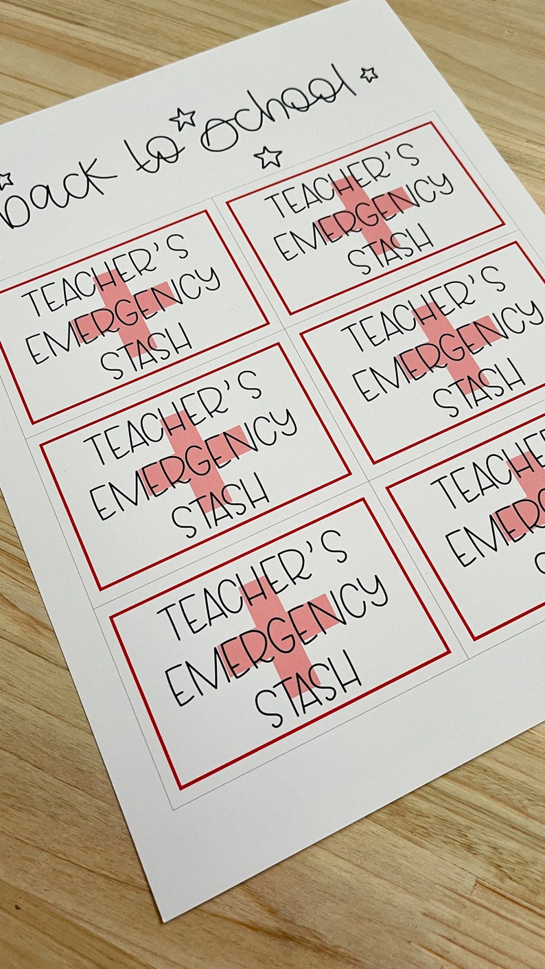 Teacher Emergency Stash- Back to School | Back to School Printable - Etsy