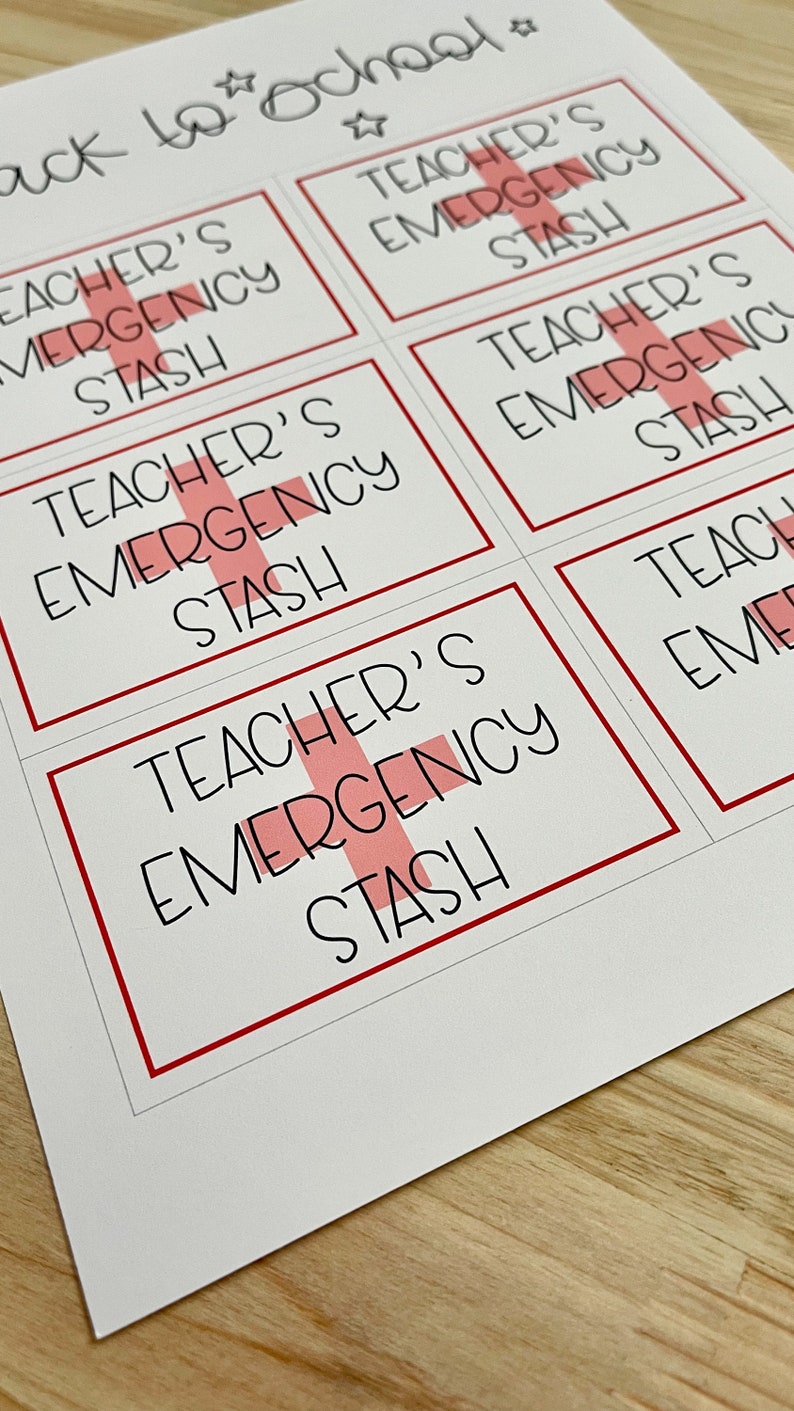 Teacher Emergency Stash- Back to School | Back to School Printable - Etsy