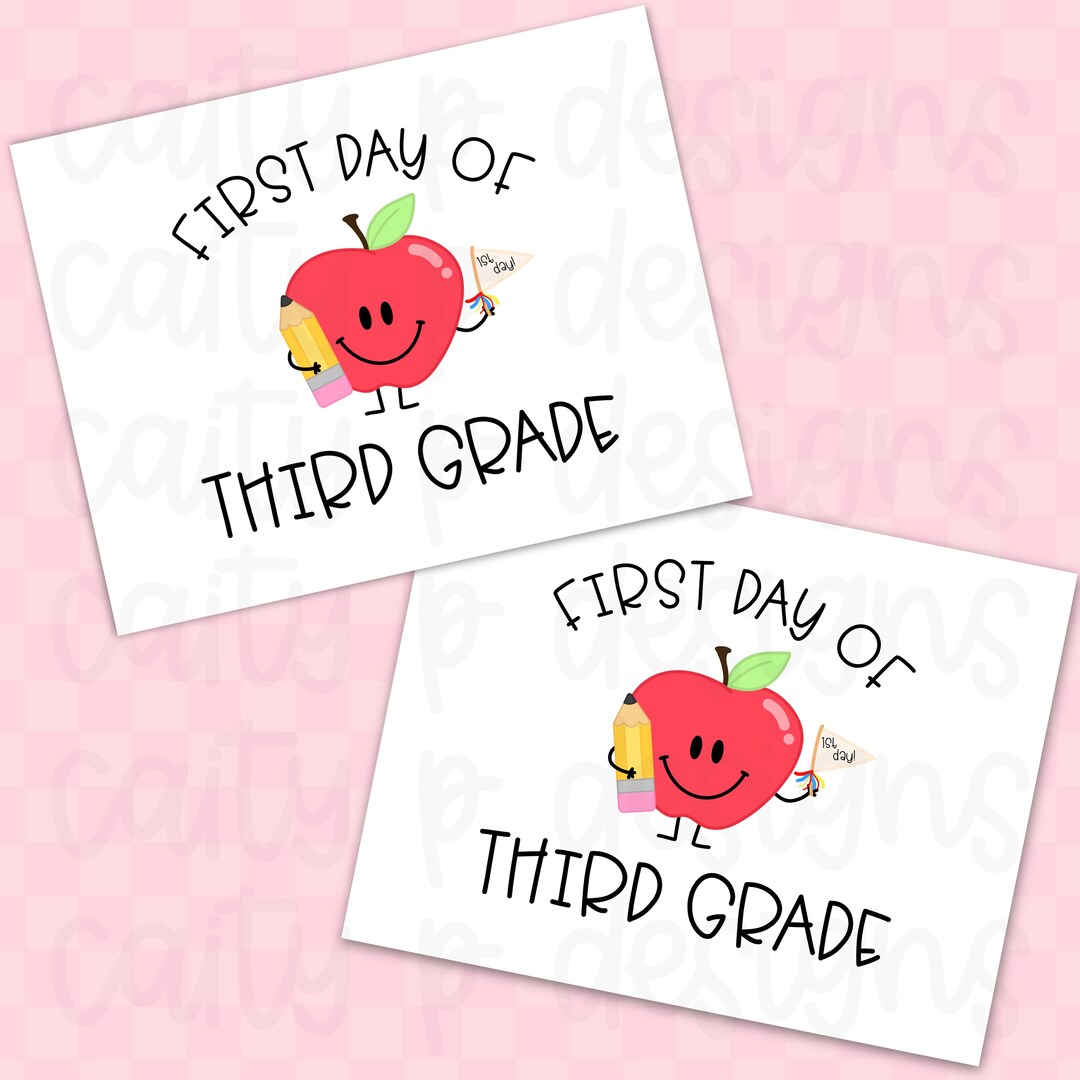 First Day of Third Grade Sign- First Day Pics, Back to School, Photo Op ...