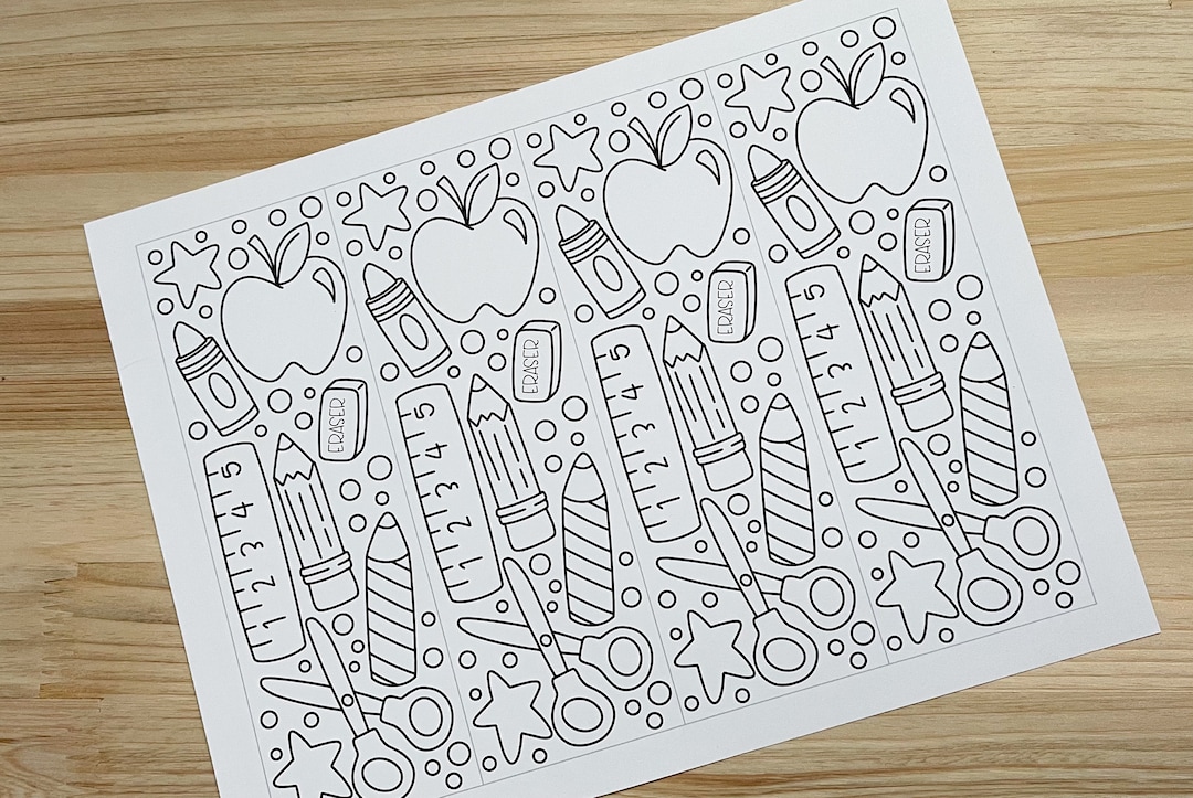 School Bookmarks to Color | Back to School Printable - Etsy