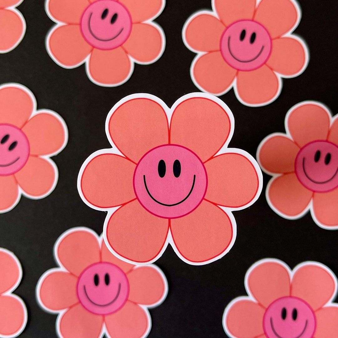 Smiley Flower Sticker | Smiley Flower | Laptop Sticker | Water Bottle ...