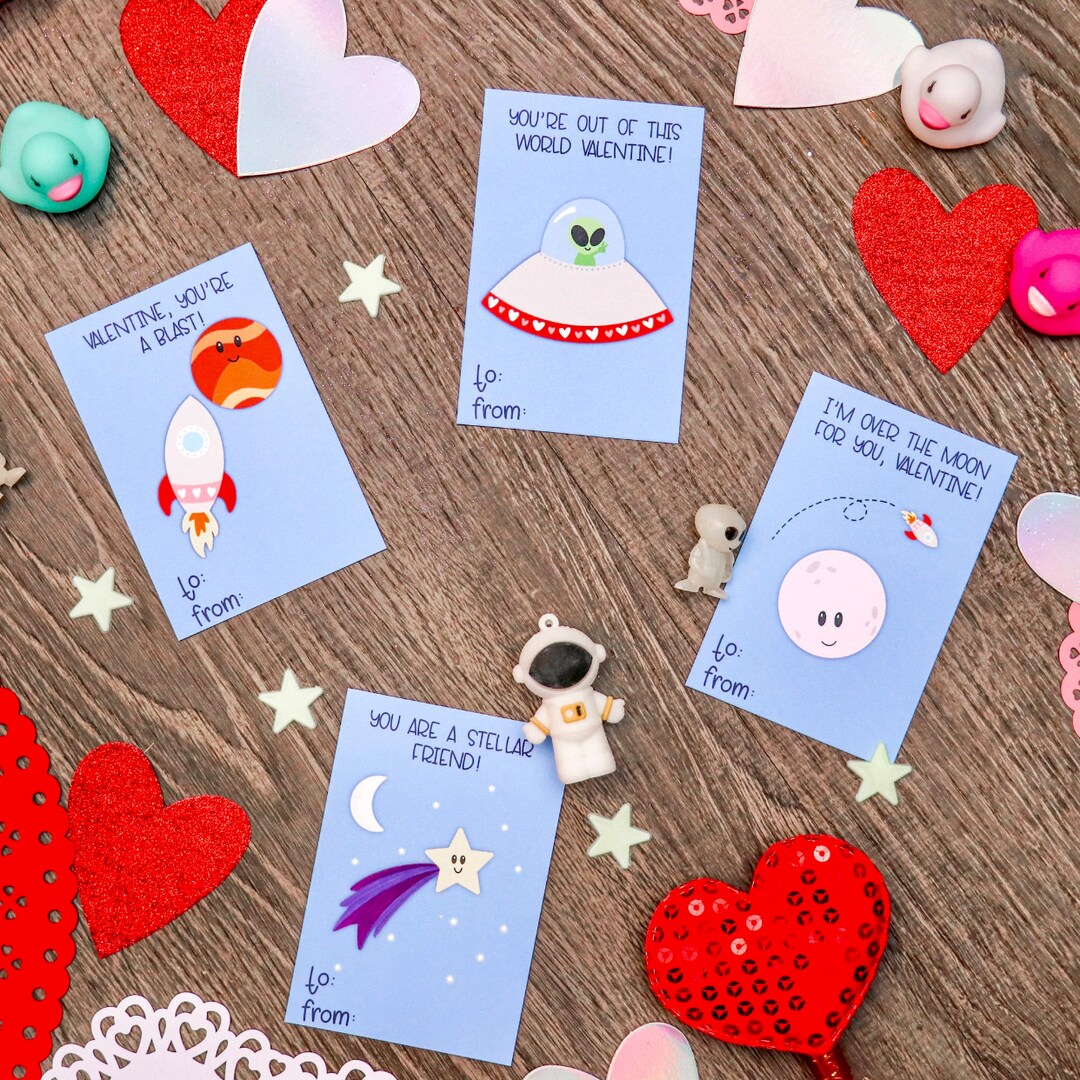 Space Themed Valentines Cards - Etsy