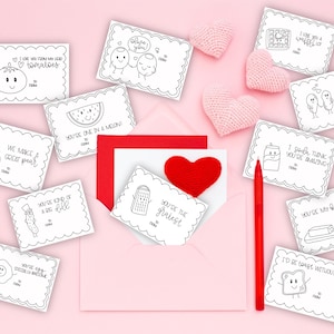 Print, Color and Cut Valentines Cards- Food Pun Valentines - Etsy