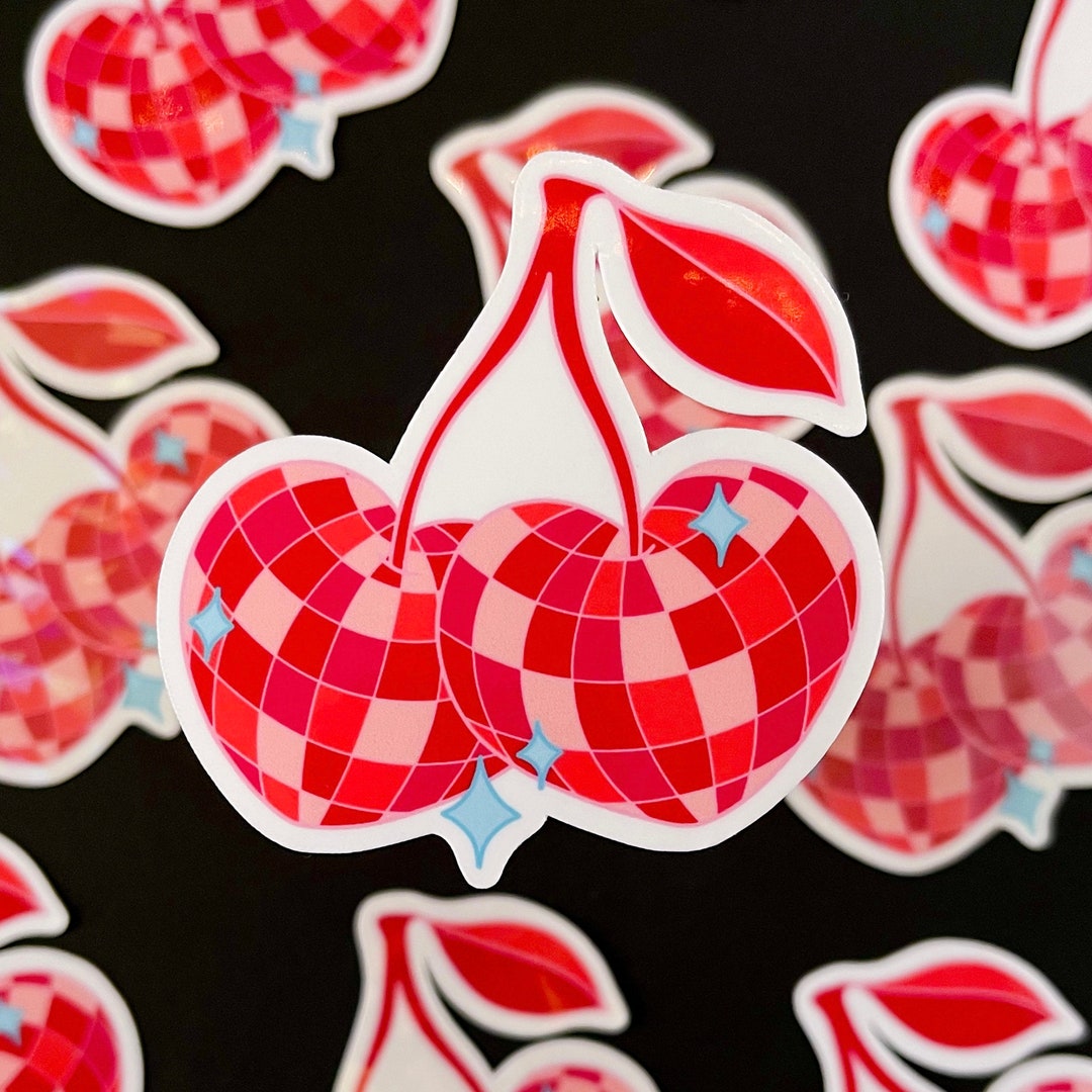 Disco Cherries Sticker Disco Cherries Holographic Disco Etsy