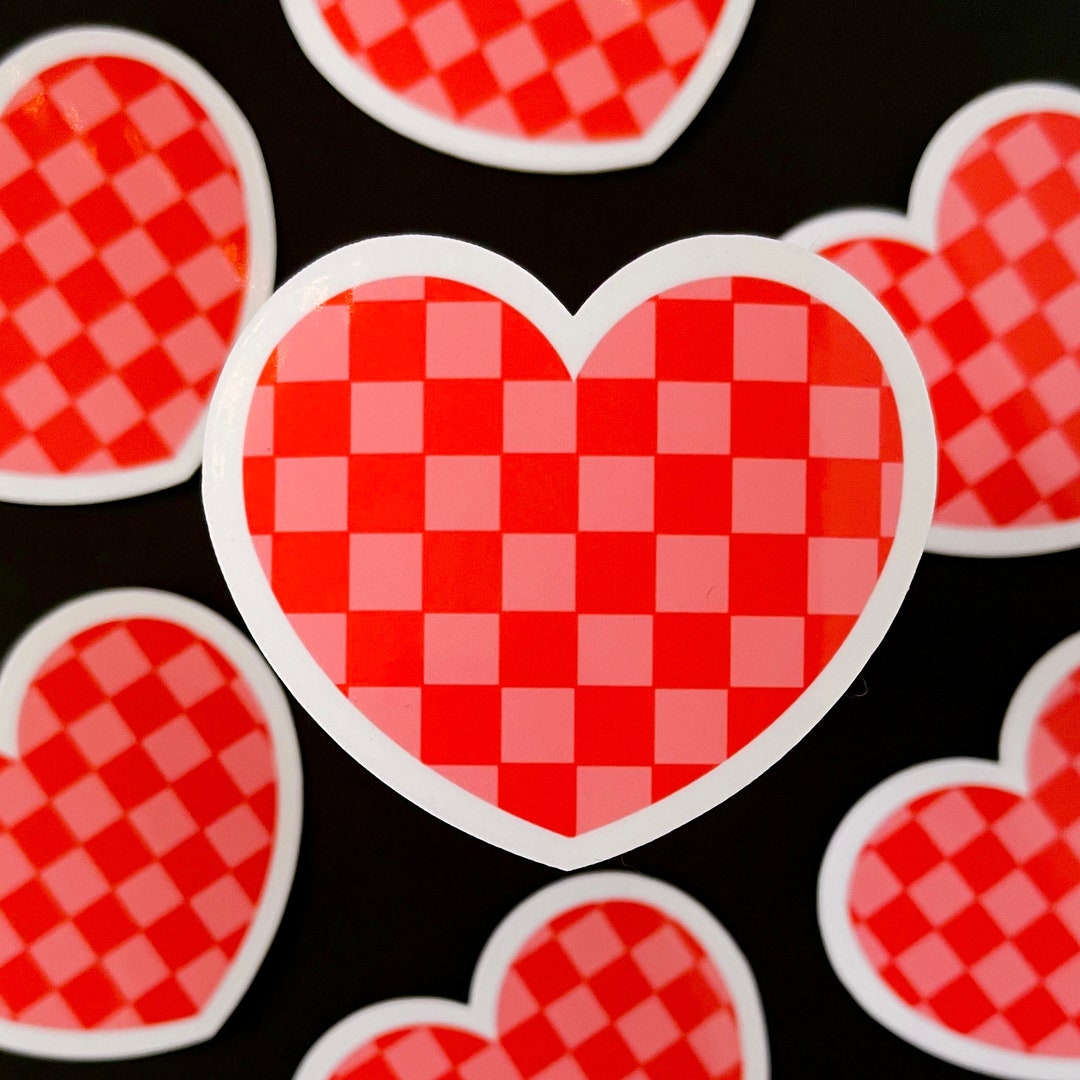 Heart Sticker | Checkerboard Heart | Laptop Sticker | Water Bottle ...