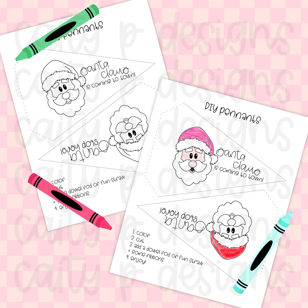 Color Your Own Santa Pennants| Christmas Activity | Winter Activity ...