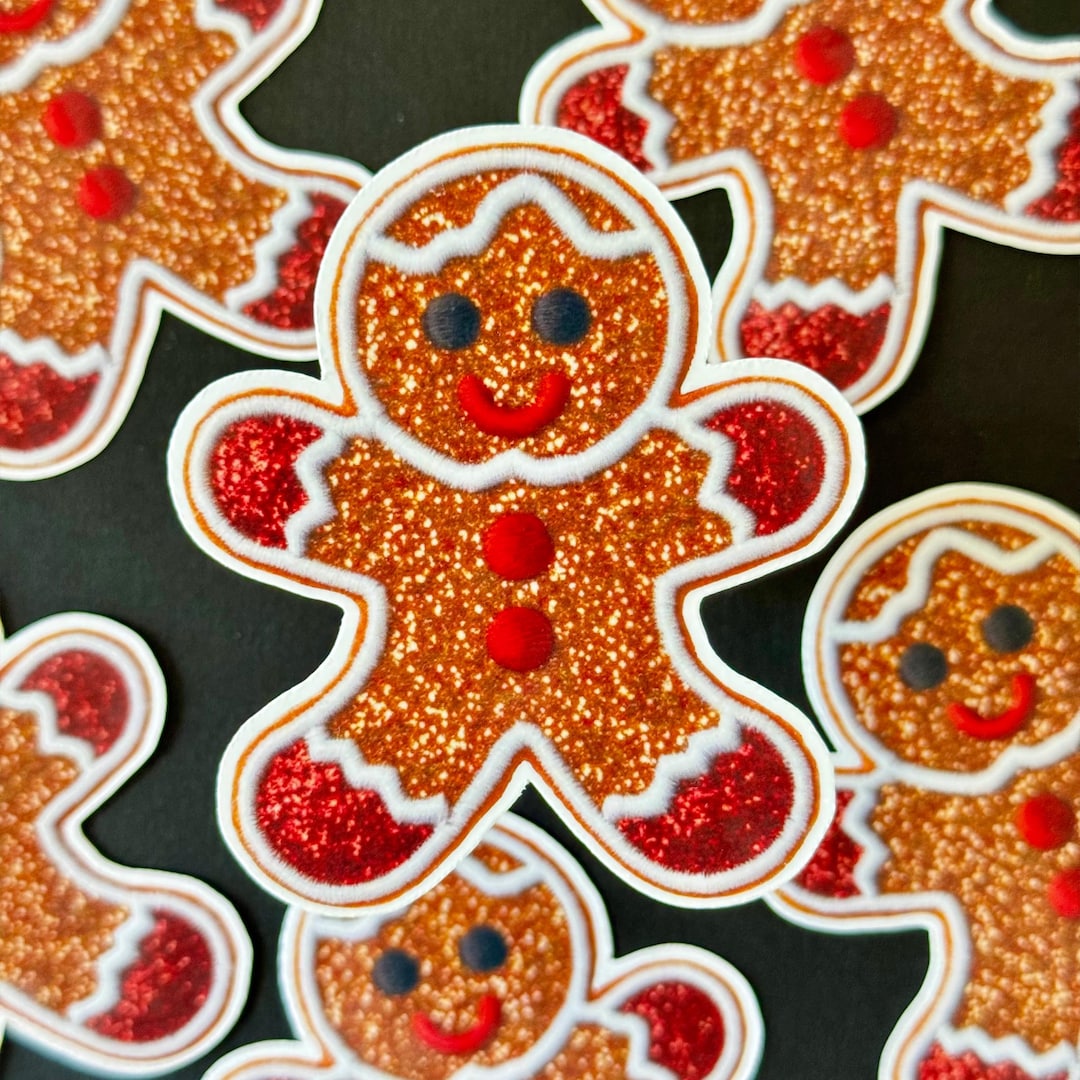 Sparkly Gingerbread Man Sticker | Christmas Stickers | Laptop Sticker ...