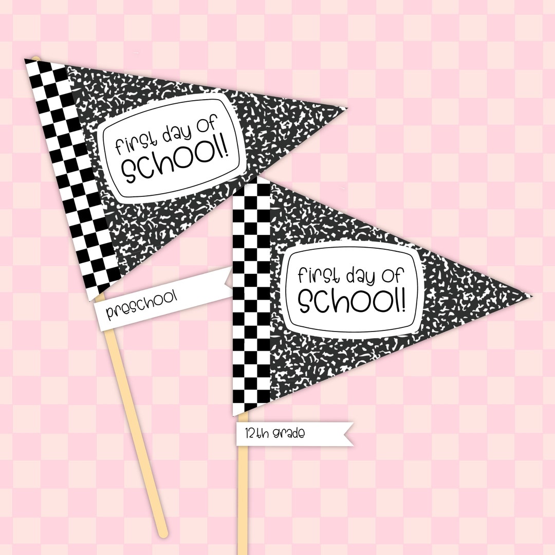 First Day of School Pennant Flag | Back to School Printable - Etsy