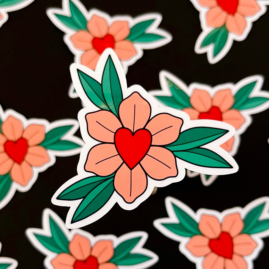 Traditional Flower Tattoo Sticker | Traditional Flower Tattoo | Laptop ...