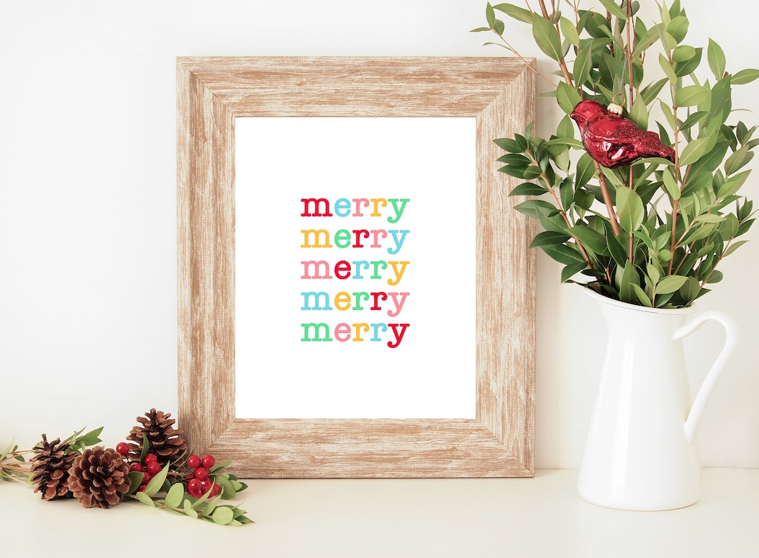 Merry Printable| Christmas Printable | Christmas Decor - Etsy
