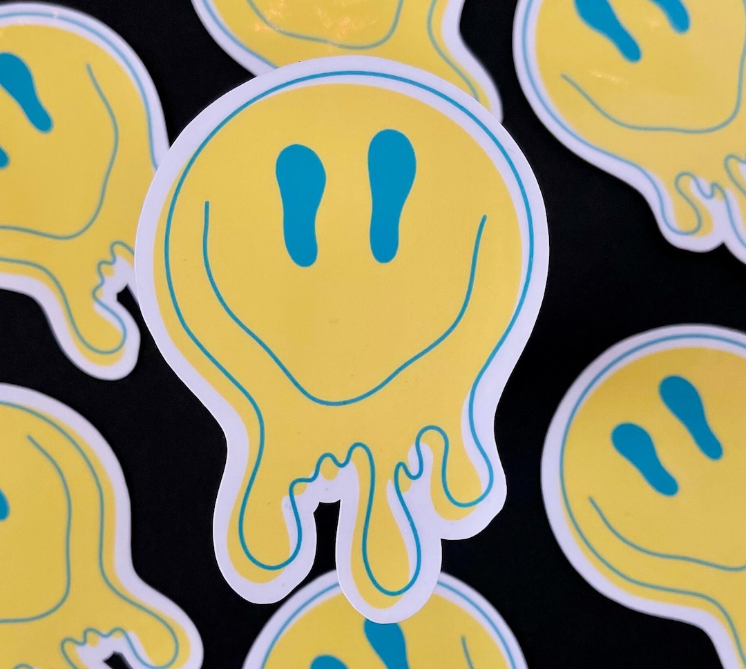 Melting Smiley Sticker | Yellow Melting Smiley | Laptop Sticker | Water ...