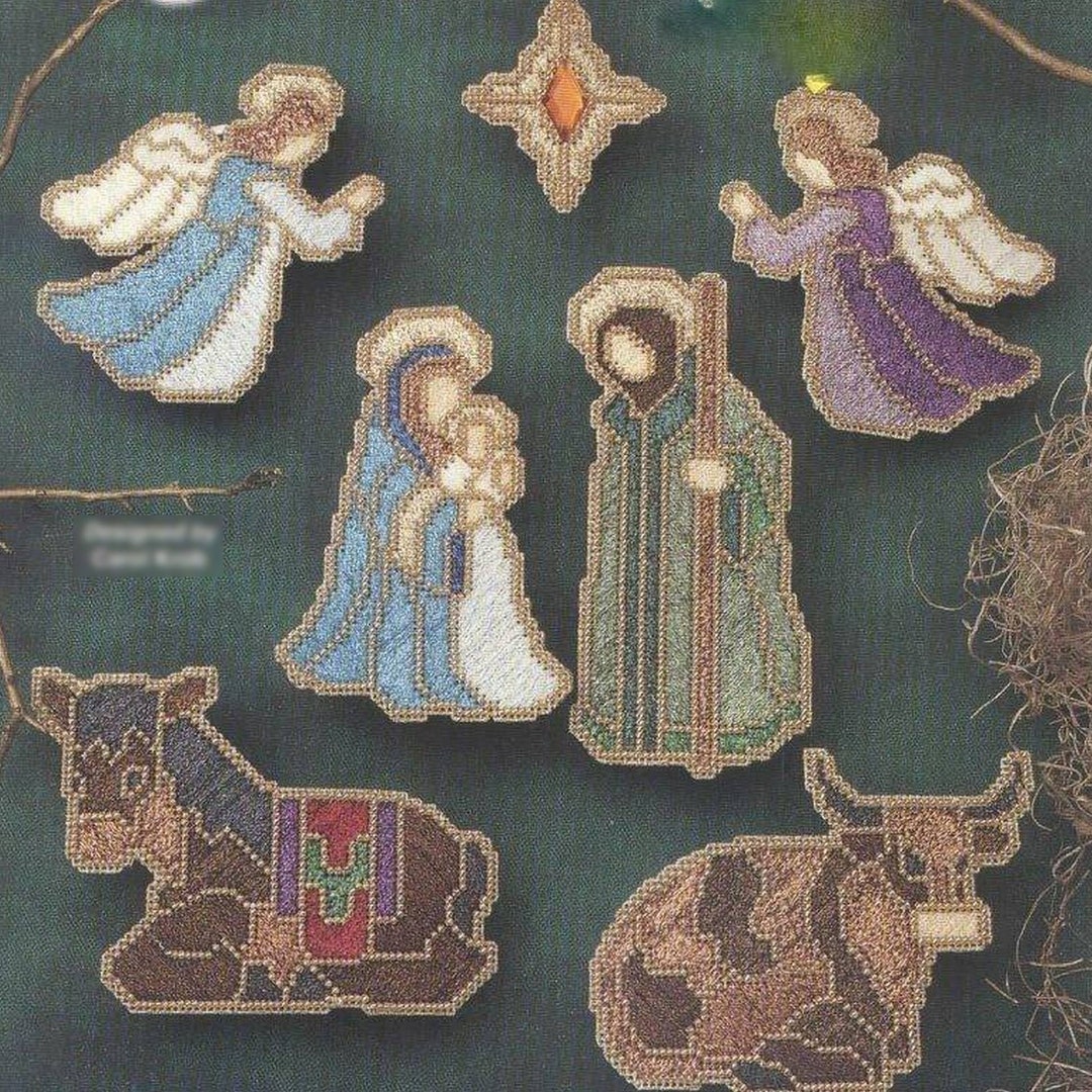 Plastic Canvas Digital PDF Pattern Beaded Nativity Ornaments Christmas ...